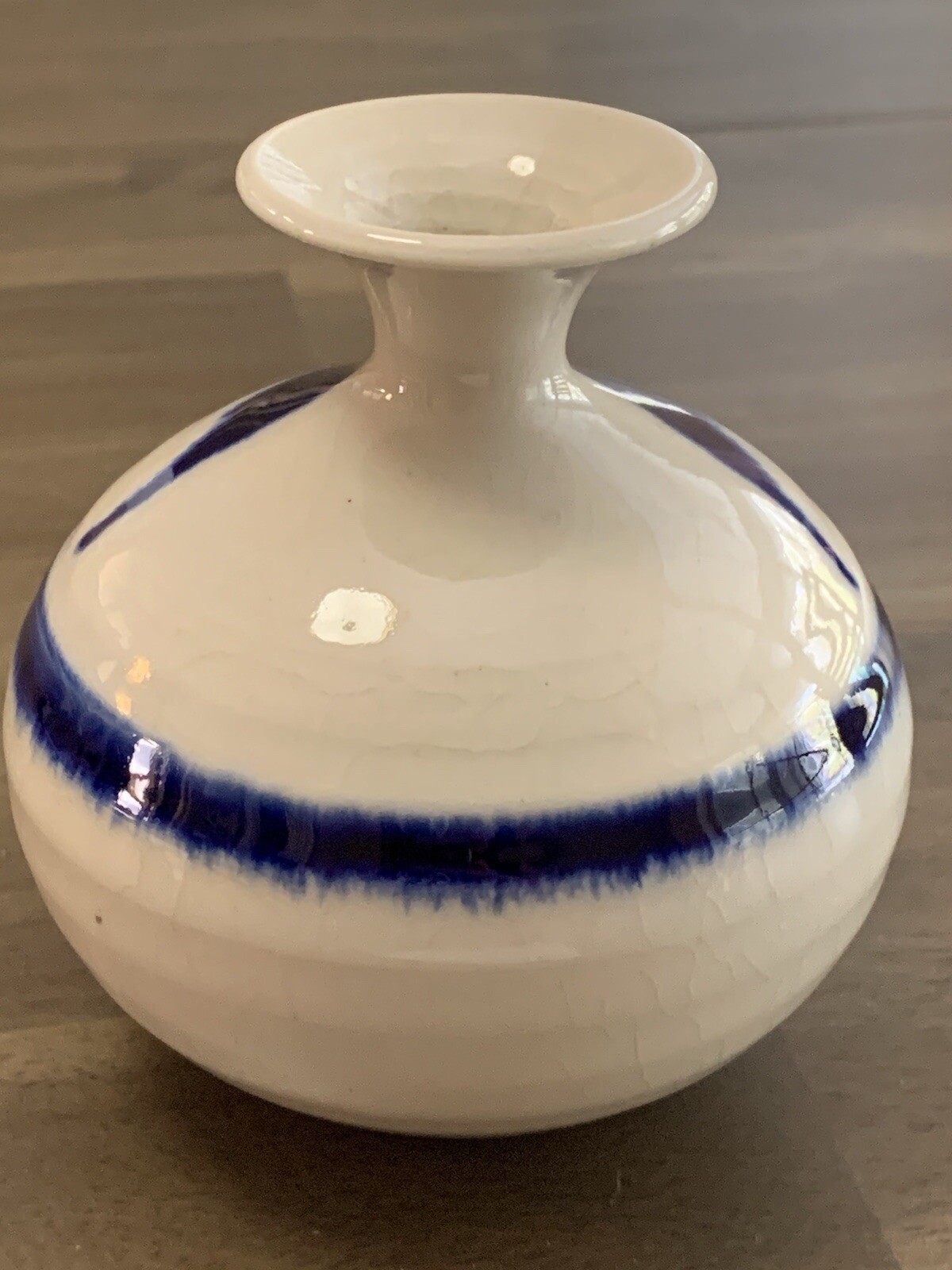 Vintage Weed Pot Bud Vase White Cobalt Blue Roger Butler Feather River ...