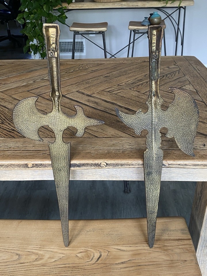 2 Vintage Halberd Style Sword Weapon Wall Hanger 25" Axes Metal Large ...