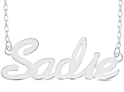 Sadie Name Plate Necklace Pendent Sterling Silver female Personalized ...
