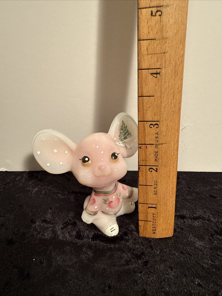 Fenton Mouse, pink and white, Hand painted and signed by C Riggs | eBay