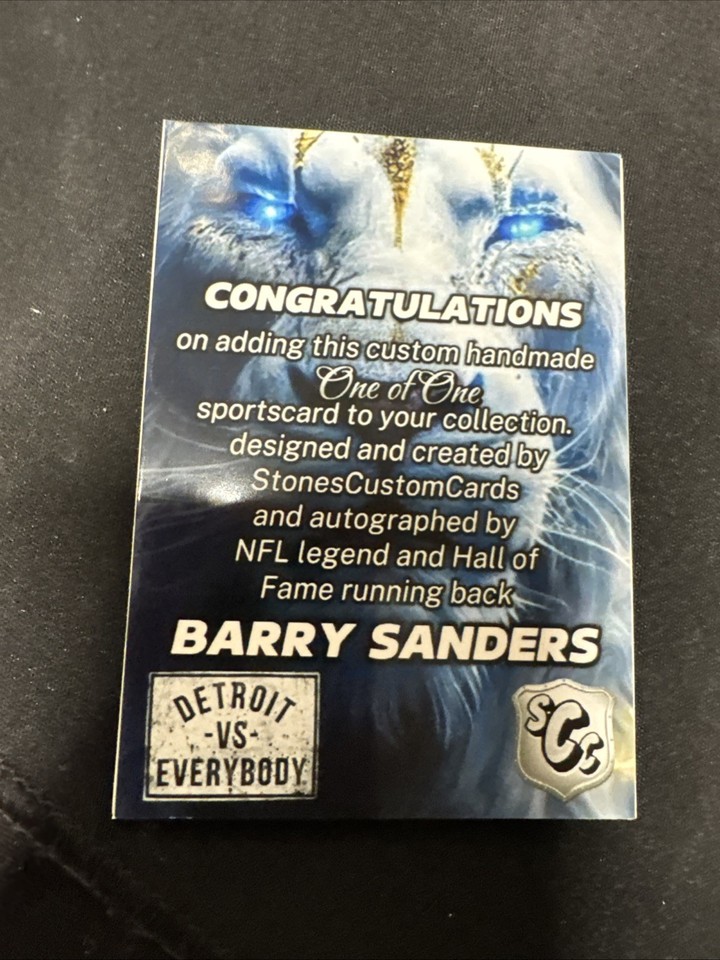 1/1 Custom art Patch Card Barry Sanders Made For On Card Auto 🔥🔥 | eBay