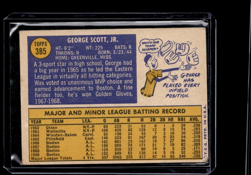 George Scott 1970 Topps #385 Boston Red Sox | eBay