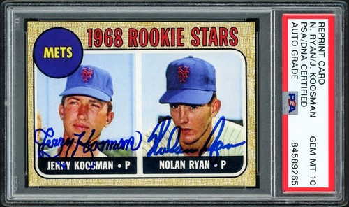 NOLAN RYAN & KOOSMAN SIGNED 1968 TOPPS REPRINT ROOKIE CARD GEM 10 AUTO ...