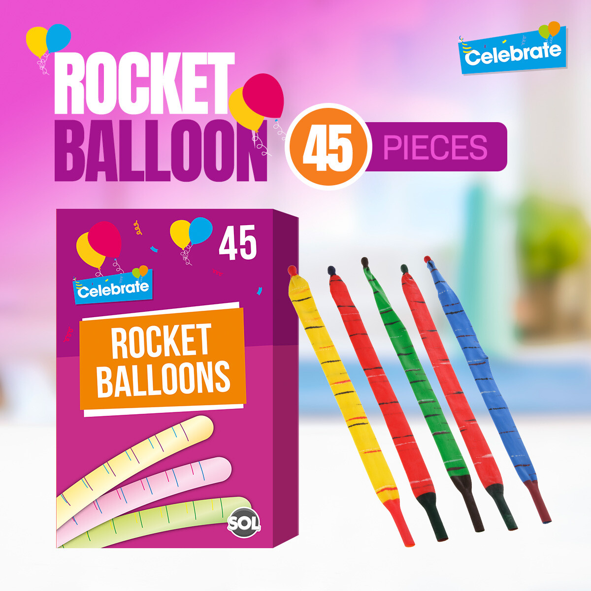 15-90 Rocket Balloons and Pipes Striped Noisy Birthday Party Bag Filler ...