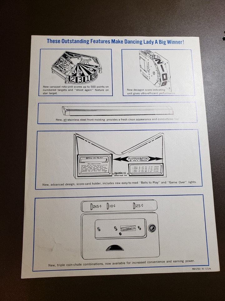 Gottlieb DANCING LADY Original Pinball Flyer | eBay