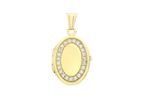 Clear Stone Oval Locket Pendant 9ct Yellow Gold | eBay