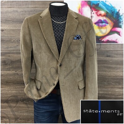 Statements Mens Blazer Sport Coat Two Button Casual Jacket 44R Corduroy ...