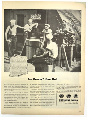 1945 Ice Cream World War II Era Printed Ad Navy Seabees South Pacific ...