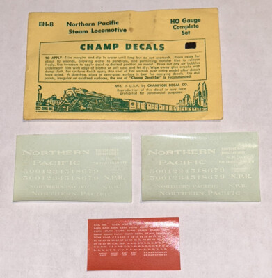 CHAMP HO DECAL-NORTHERN PACIFIC/NP STEAM LOCOMOTIVE-WHITE LETTERING #EH ...