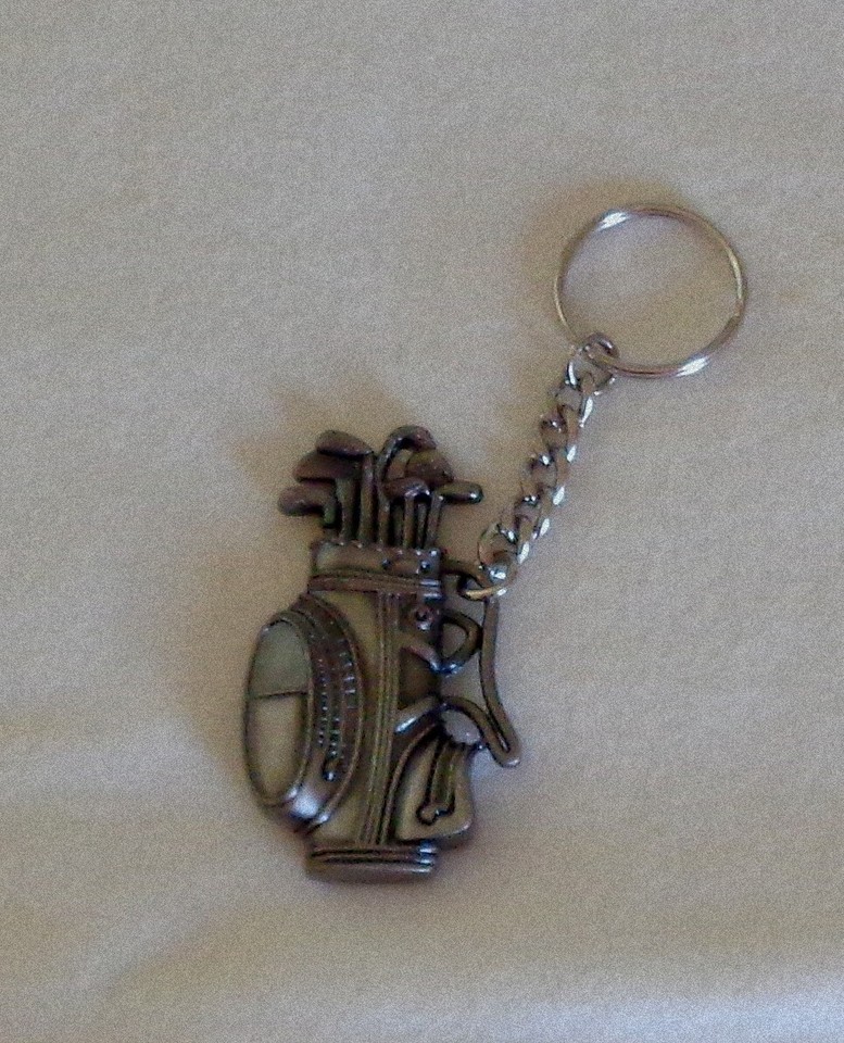 Pewter GOLF BAG KEY RING/CHAIN, Unused, Gift Box, Great Gift Item For A ...