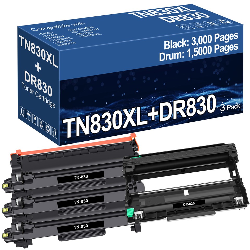 TN830XL Toner Cartridge DR830 Drum for Brother HL-L2420 DCP-L2647DW MFC ...
