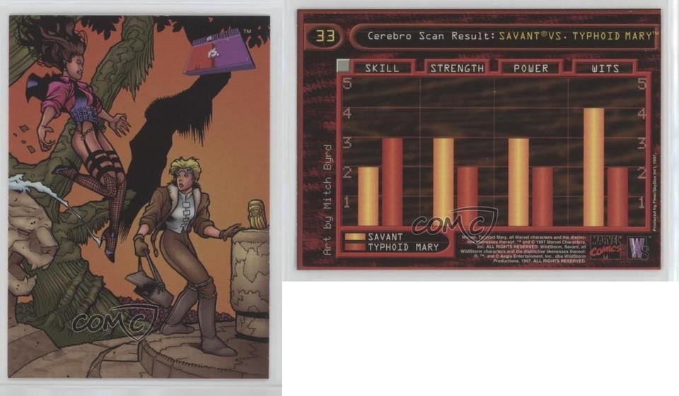 1997 Fleer Marvel vs WildStorm Good vs Evil Savant vs Typhoid Mary #33 ...