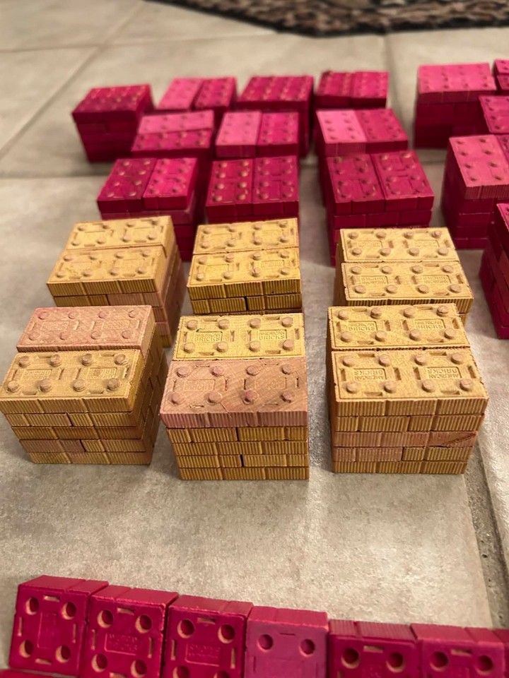 Halsam American Bricks Wooden Building Blocks 1940 Vintage 6 lbs 500 ...