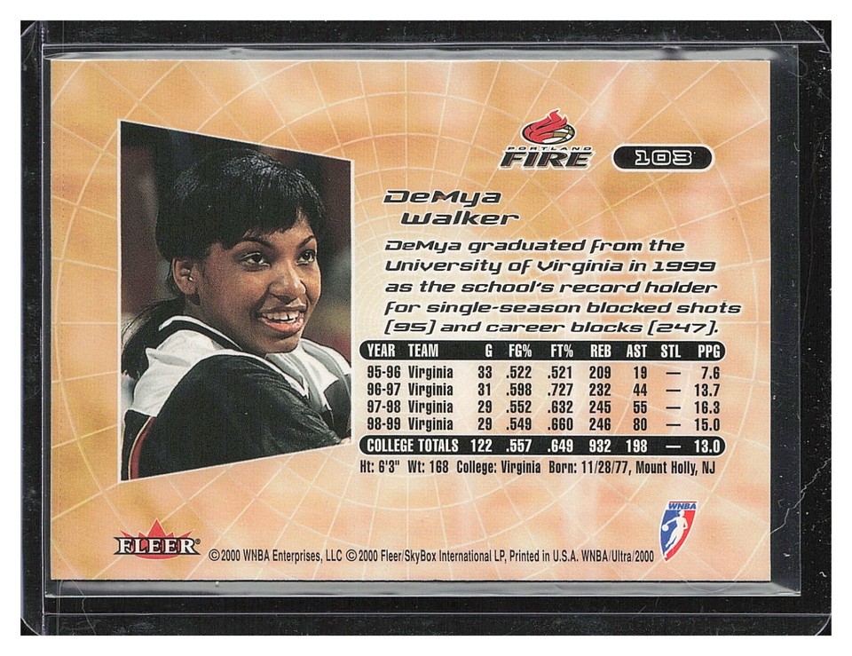 2000 Ultra WNBA #103 DeMya Walker RC | eBay