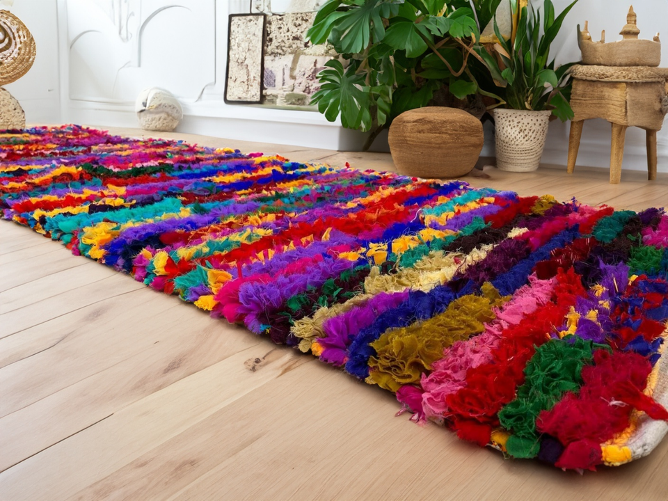 Fluffy Rug Shaggy Rugs Multi Colour Rainbow Mat Hand Woven Mats ...