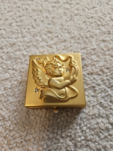 Avon Cherub Angel Gold Tone Clear Rhinestne Pill Box Vintage | eBay