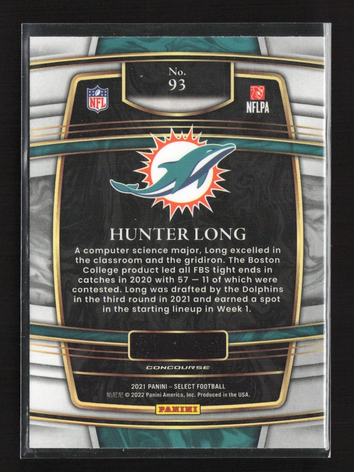 2021 Panini Select Concourse Hunter Long RC #93 Miami Dolphins | eBay