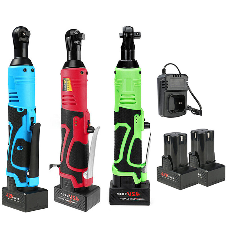 90Nm Electric Angle Wrench 3/8'' 42V Cordless Ratchet Right w/ 2Battery ...