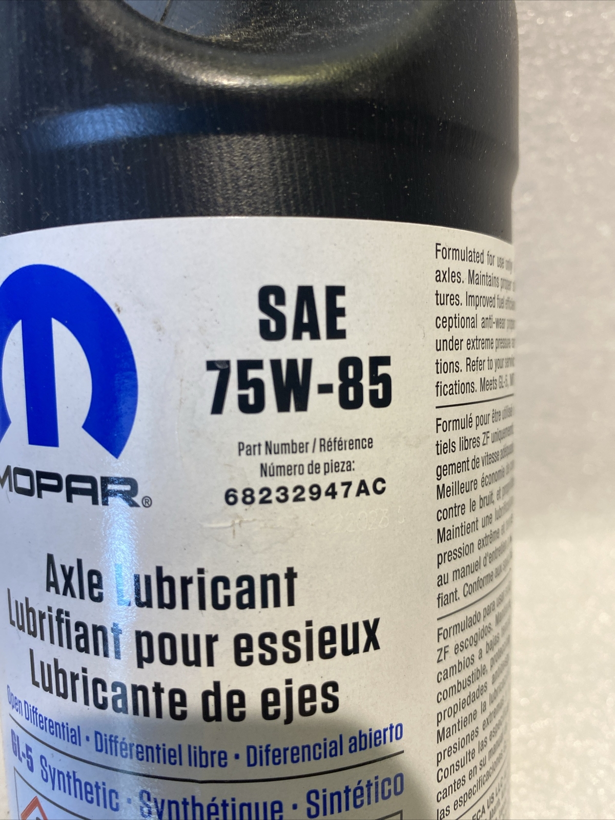 Genuine Mopar Gear Lubricant 68232947AC One Bottle Quart for sale ...