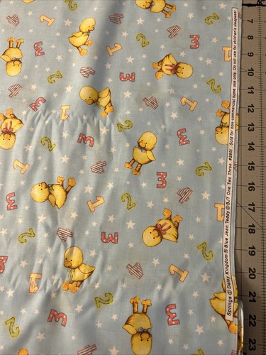 Daisy Kingdom Ducky Blue Jean Teddy Bear Cotton Fabric 1/2 Yard 18 By ...