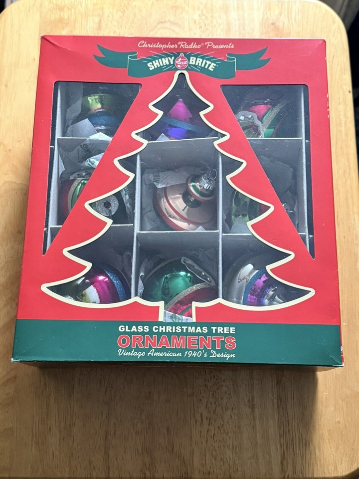 Lot of 5 boxes of Christopher Radko Shiny Brite Retro Christmas Ornaments | eBay
