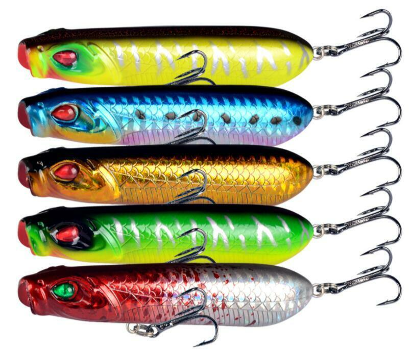 5PCS Popper Fishing Lure Hard Crankbait 11.5g Pencil Trolling Swimbait ...