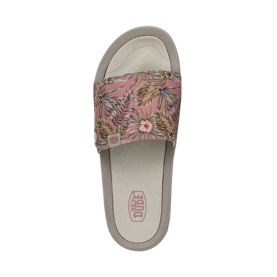 Hey Dude Phoenix Tropical Pink Palm Leaf Floral Sandals Slides Men's ...