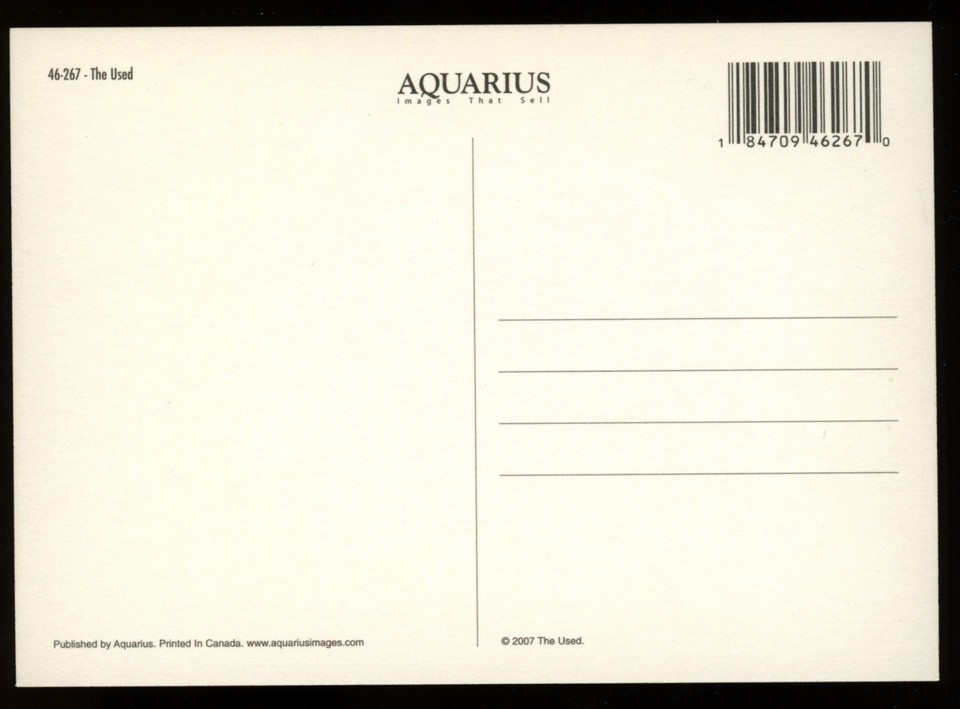 The Used Popular Rock Music Band Postcard | eBay