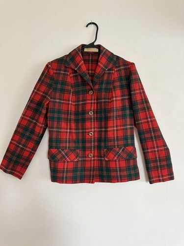 Vintage Pendleton Jacket Size S Wool Red Green Tartan Plaid Shacket | eBay