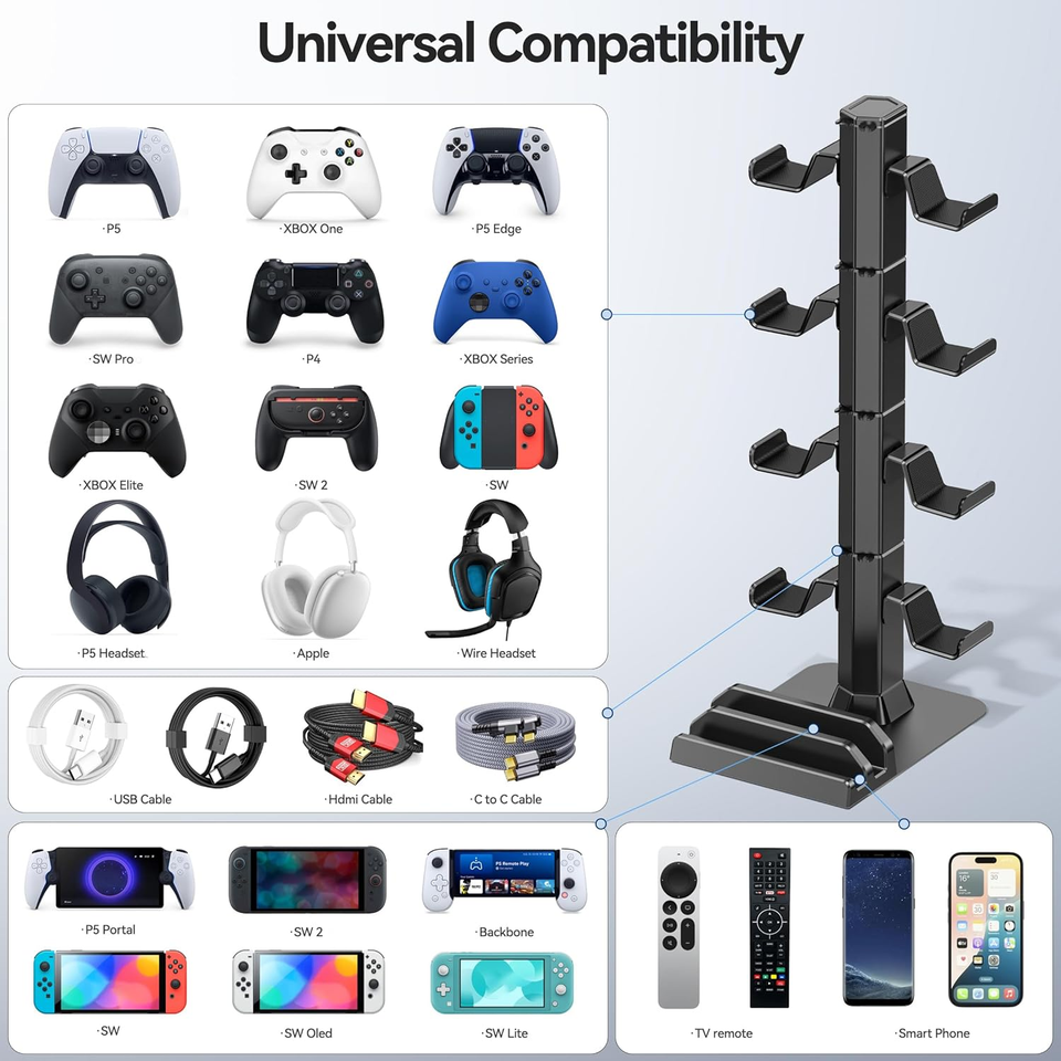 Gaming Headset & Controller Holder Stand for Gamer Gift, Gaming ...
