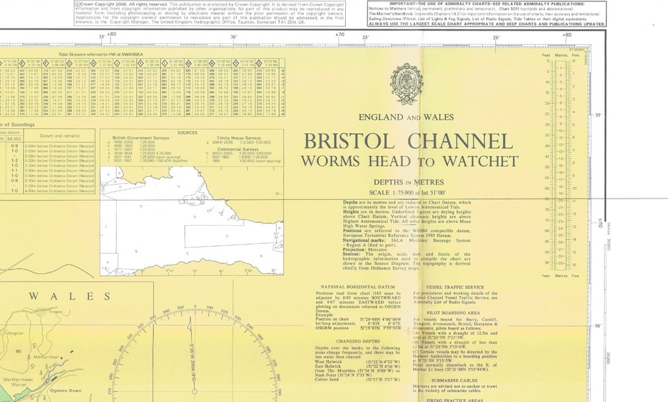 1165 Bristol Channel Worms Head Watchet England Wales Chart Map Marine ...