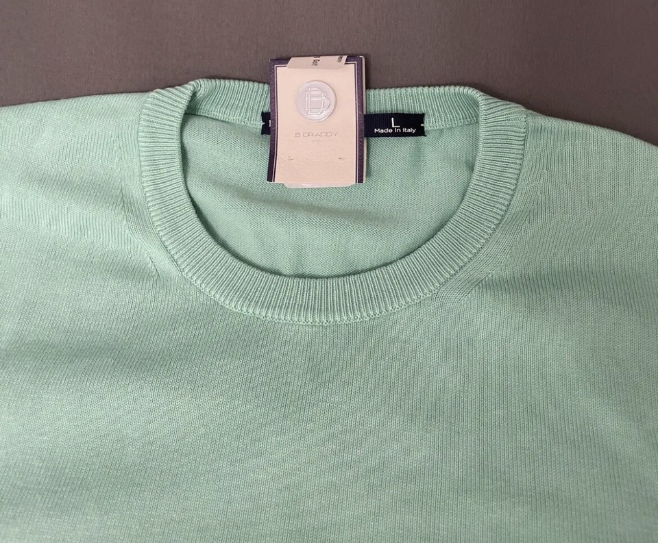 B Draddy Golf Sweater 100% Cotton Crew Neck Medium Green Eagle Logo ...