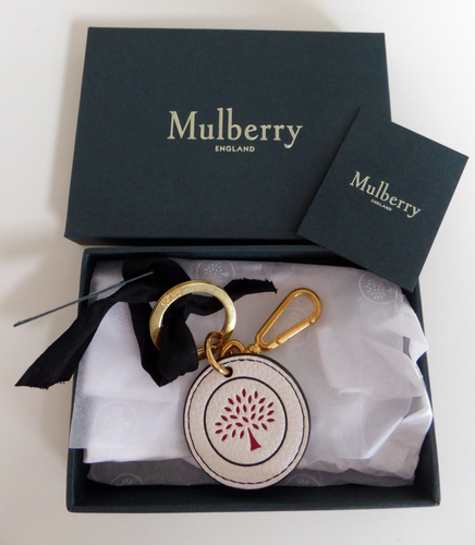 MULBERRY White Grain Leather Key Ring / Bag Charm | eBay