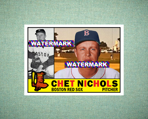 Chet Nichols Boston Red Sox 1960 Style Custom Baseball Art Card | eBay