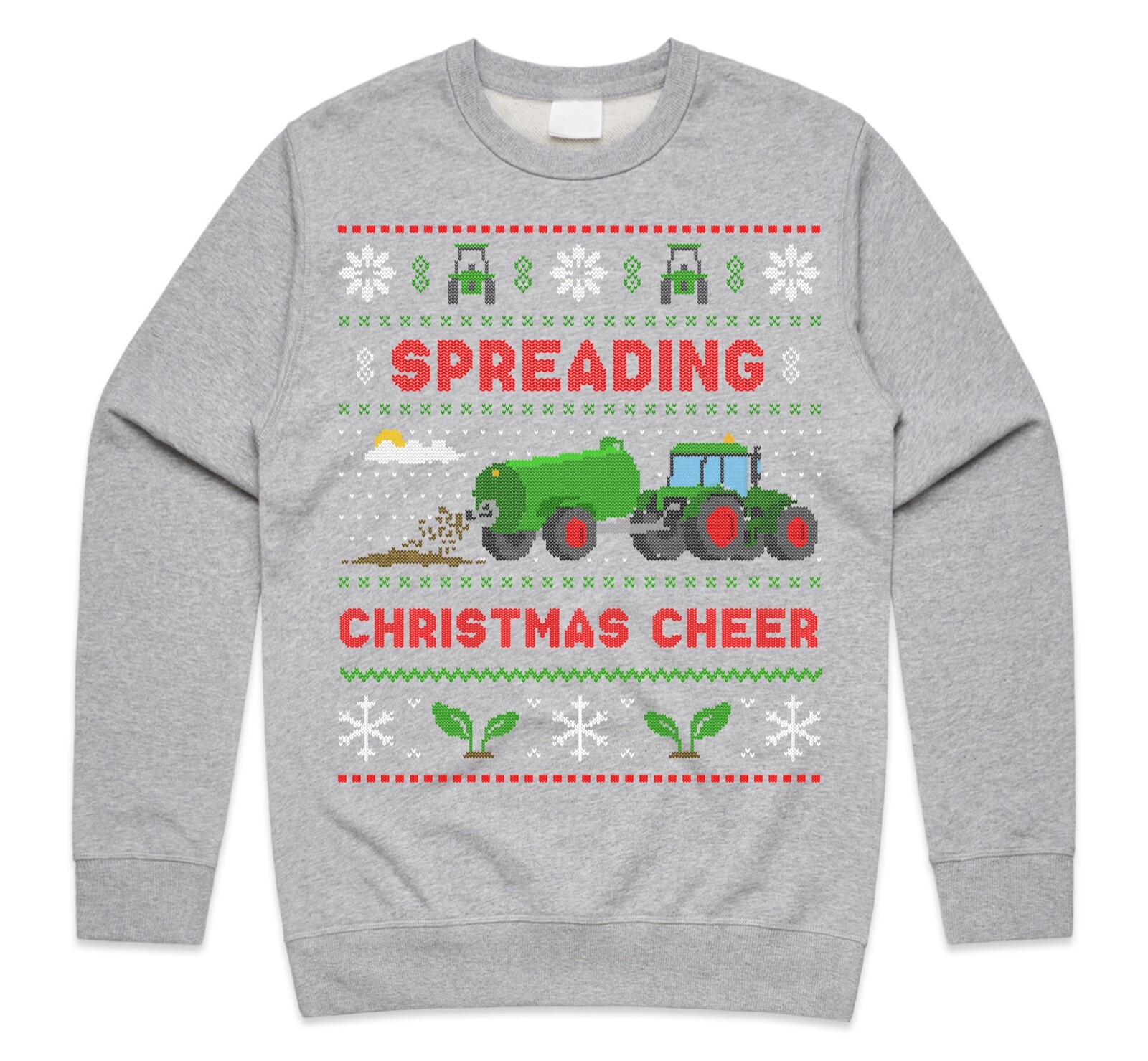 Spreading Christmas Cheer GREEN Farming Jumper Sweatshirt Funny Farmer ...