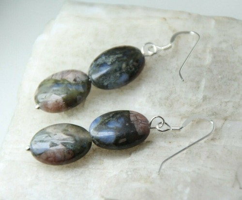 Opal Brown Natural 10mm x 13mm Oval Gemstone 925 Sterling Silver Earrings 1 3/4" | eBay