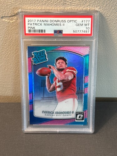 2017 PANINI DONRUSS OPTIC PATRICK MAHOMES #177 PINK HOLO ROOKIE PSA 10 ...