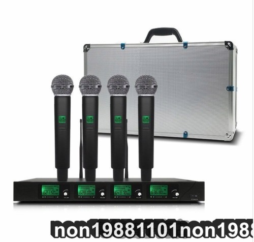 Wireless Microphone Professional UHF 4CH Karaoke Conference Room Party ...