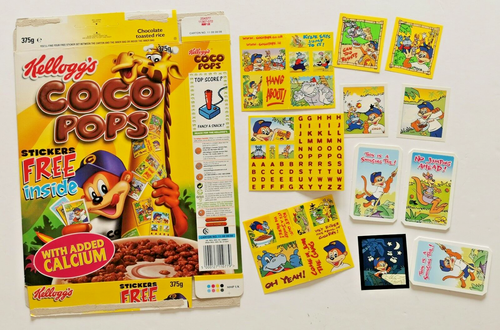 2002 Kelloggs Cereal Coco Pops Stickers & Packet | eBay