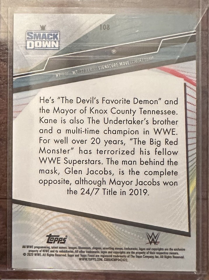 2020 Topps Finest WWE Kane Gold Refractor #09/50 | eBay