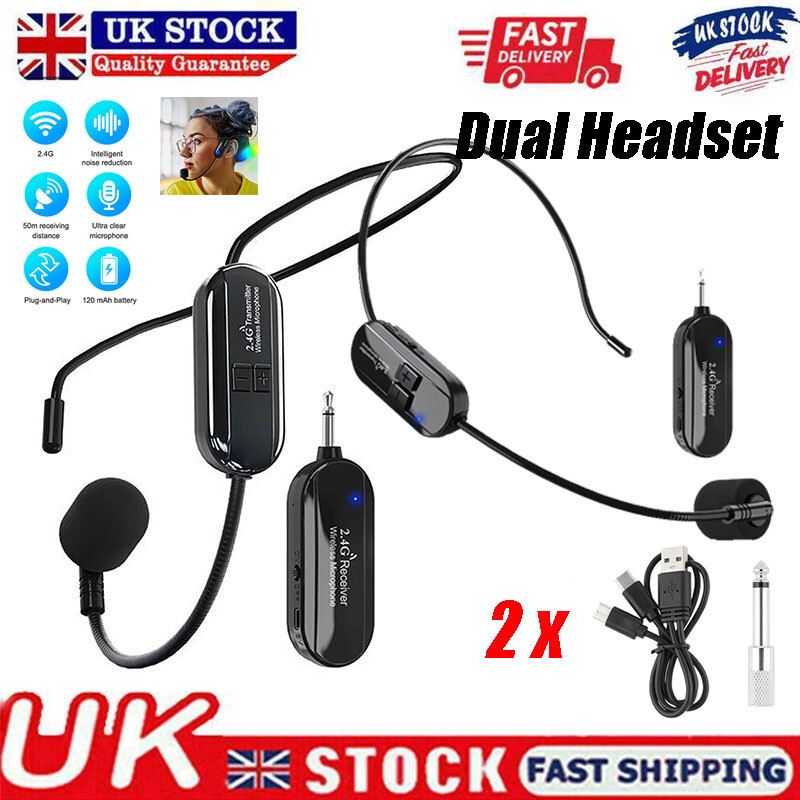2 in 1 Headset Microphone Multi Use Head Wear Mic Wireless Mic Systems ...