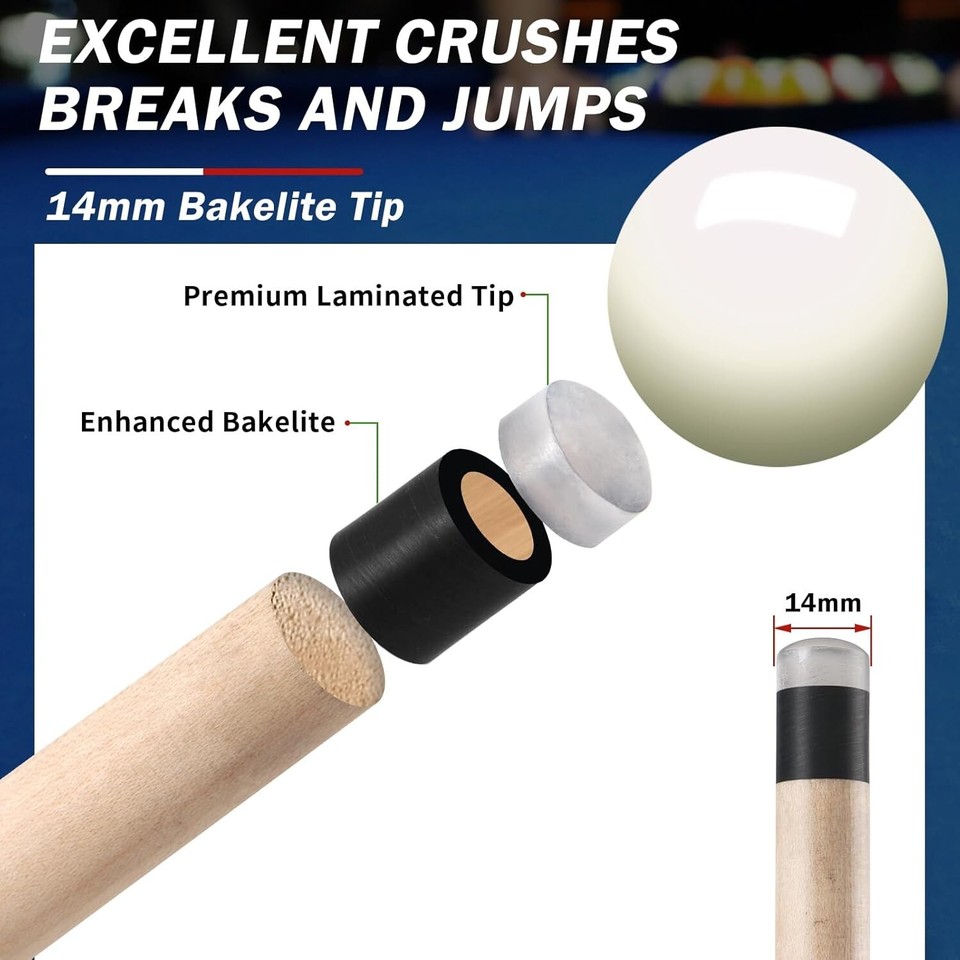 Jump Break Stick Cue, Heavy Hitter Jump Break Cue,2/3 Piece Pool Stick ...