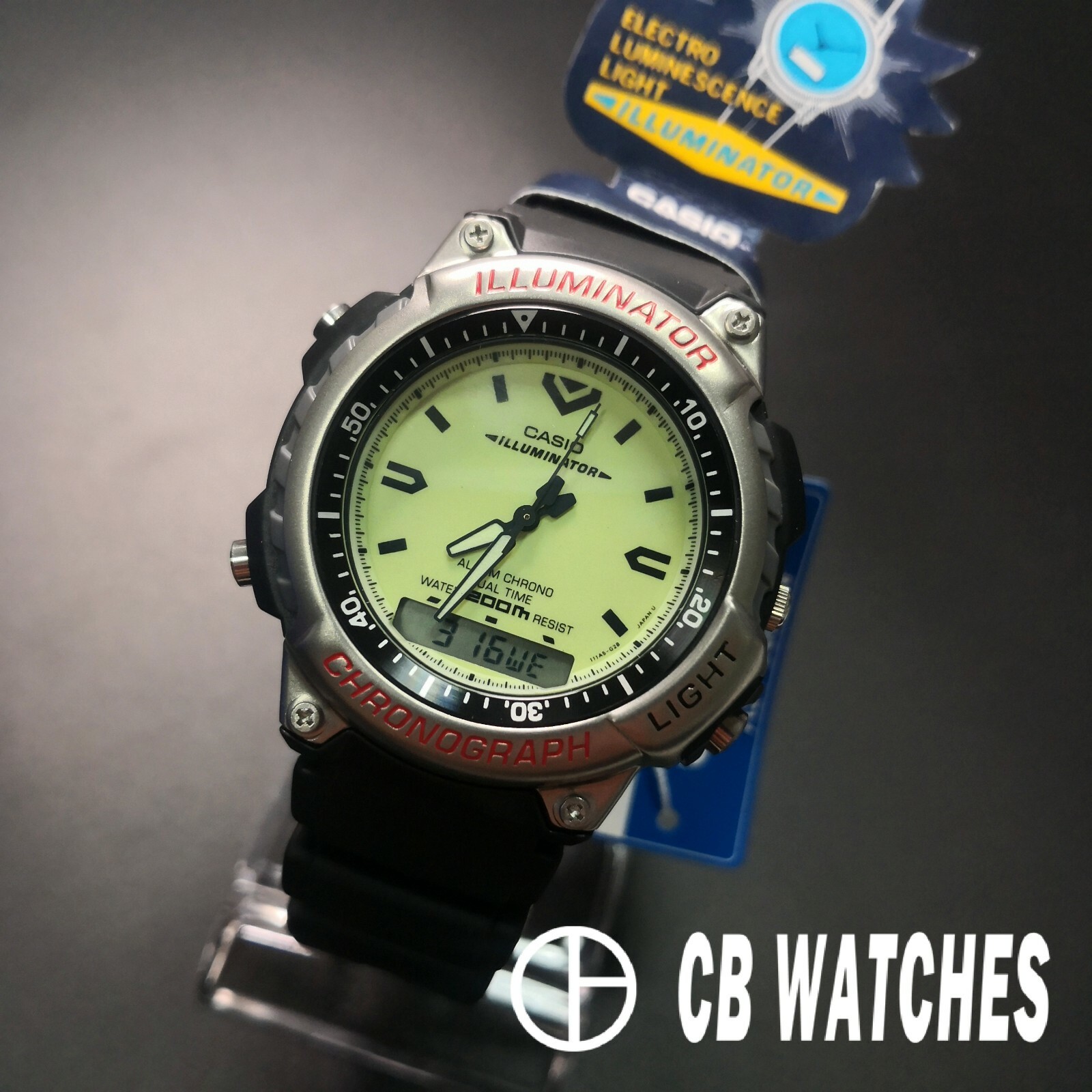 Rare Casio AD-300-1E Made in Japan Analog Digital Watch 200M Divers ...