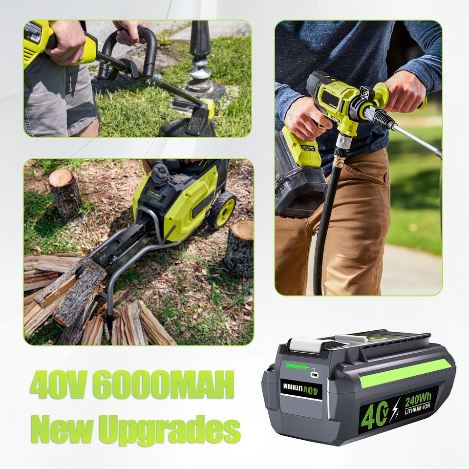 40V 6.0Ah Battery For Ryobi 40 Volt Lithium OP4050 OP4060A OP40261 ...
