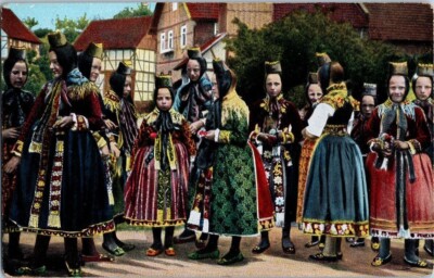 Vtg Color Postcard Women Hessian Traditional Costume Dress Hessische ...