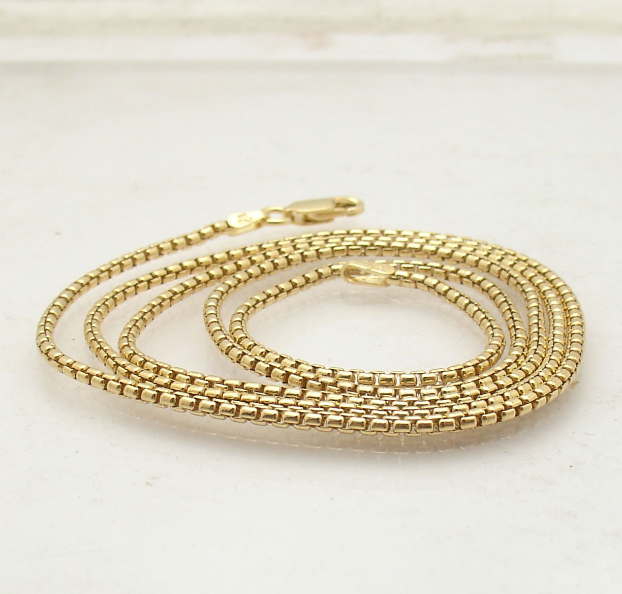 24" 2" Italian Round Box Chain Necklace 14K Yellow Gold Clad Silver 925 ...