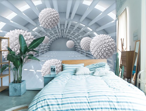 3D White Ball Space A4045 Wallpaper Wall Murals Removable Self-adhesive ...