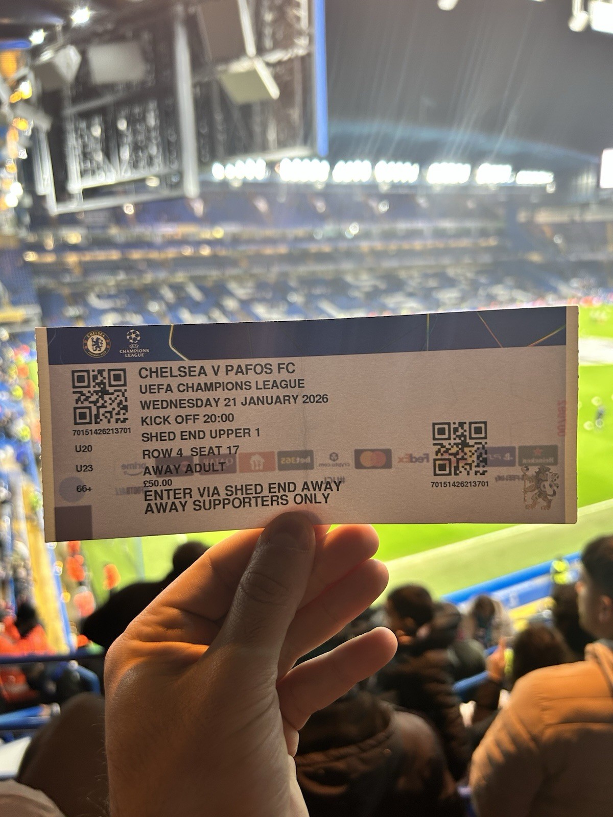 Chelsea v Pafos UEFA Champions League UCL Ticket 21/1/2026 RARE | eBay UK