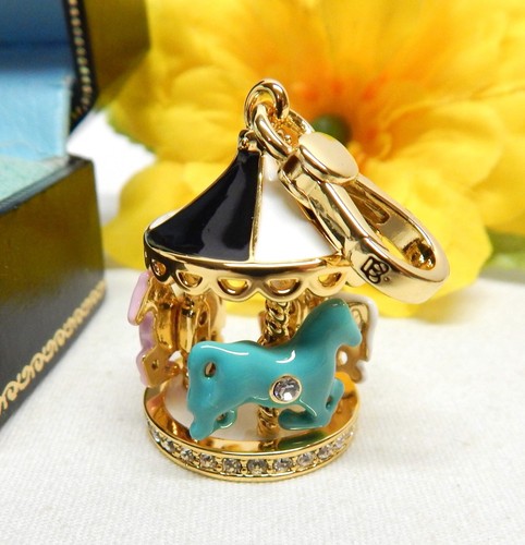 JUICY COUTURE GOLD TONE ENAMEL & RHINESTONE ACCENT CAROUSEL CHARM WITH GIFT BOX | eBay