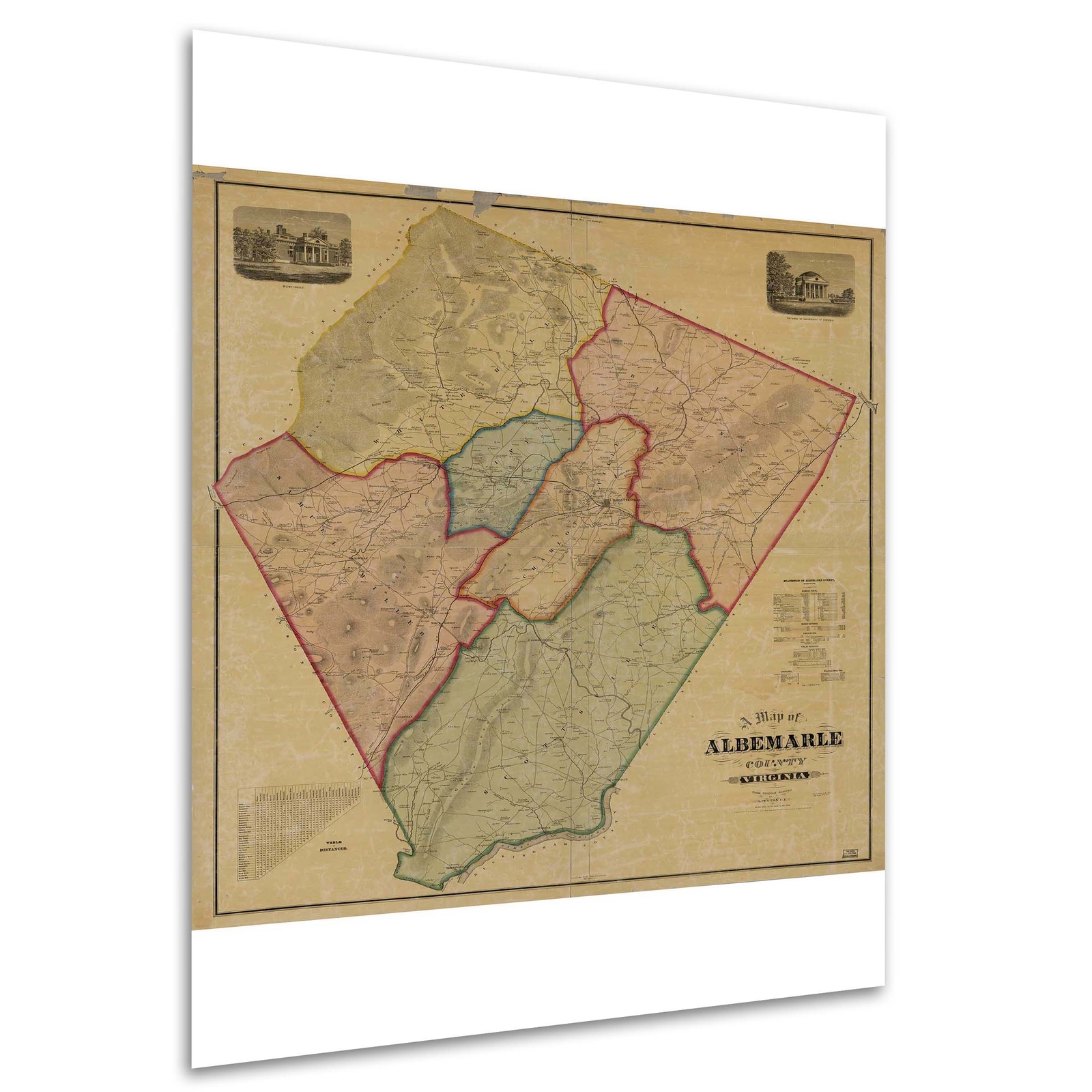 Map of Albemarle County, VA including Charlottesville; Antique Map ...